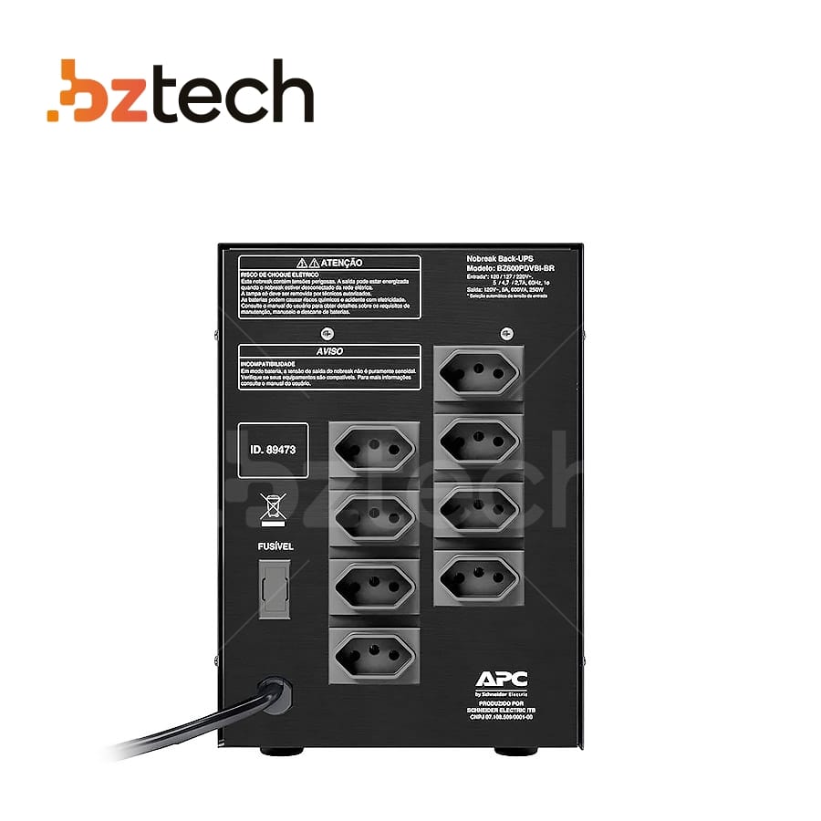 Nobreak APC Back-UPS 600VA Saída 110V (Entrada Bivolt) - 8 tomadas | Bz ...