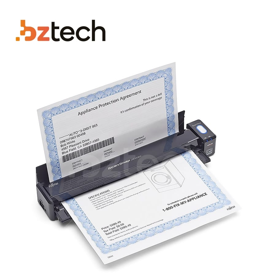 Scanner Fujitsu ScanSnap iX100 600dpi - USB e Wi-Fi | Bz Tech