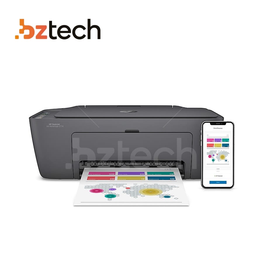 Impressora Multifuncional HP DeskJet Ink Advantage 2774 - USB e Wi-Fi ...
