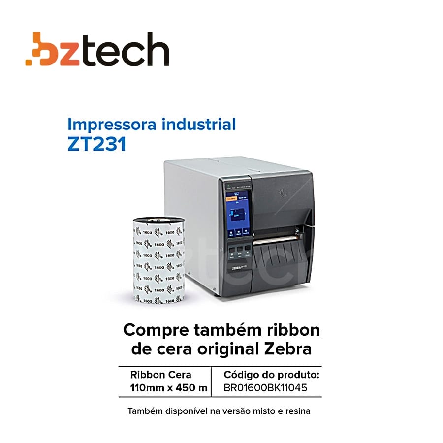 Impressora de Etiquetas Zebra ZT231 203dpi - USB, Serial, Bluetooth e ...