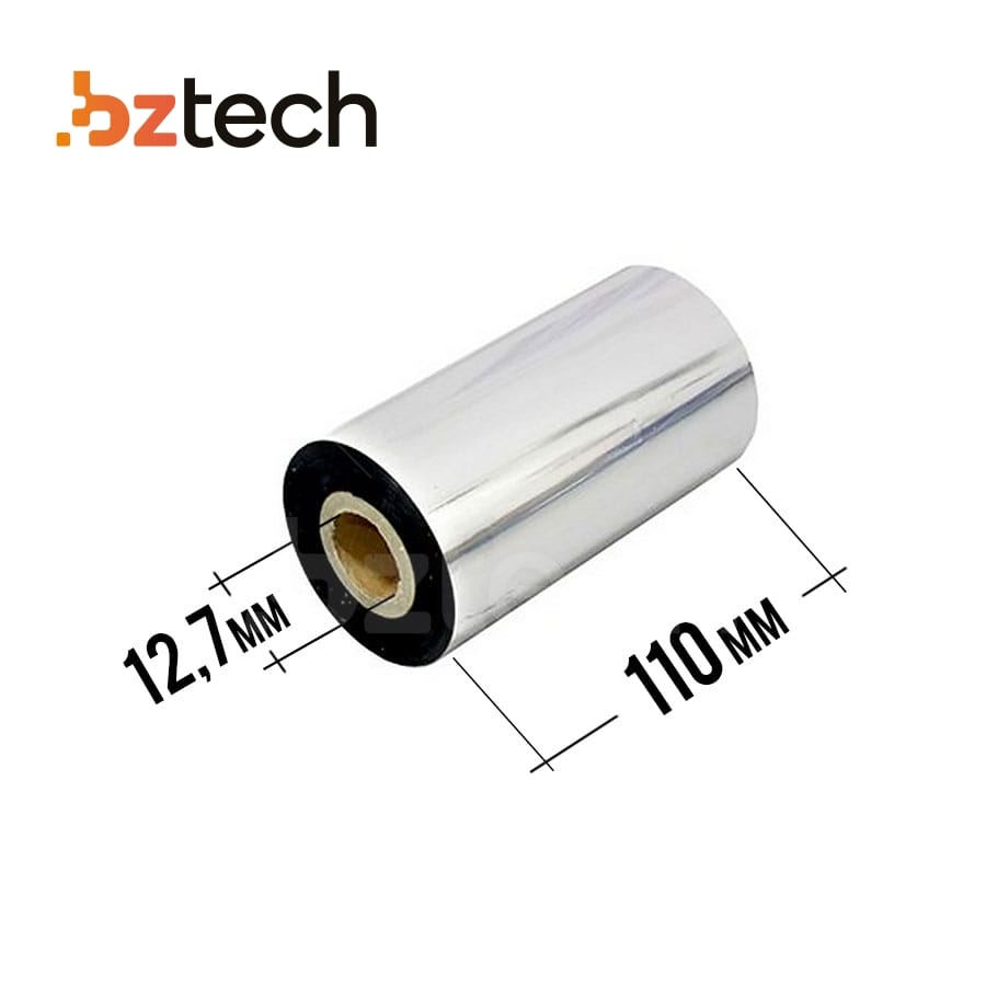 Ribbon Original Zebra Resina 110mm x 74m - Core 0.5 Polegada | Bz Tech