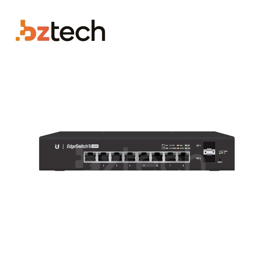 Switch Ubiquiti EdgeSwitch ES-8-150W Gerenciável - 8 Portas Gigabit e 2 ...