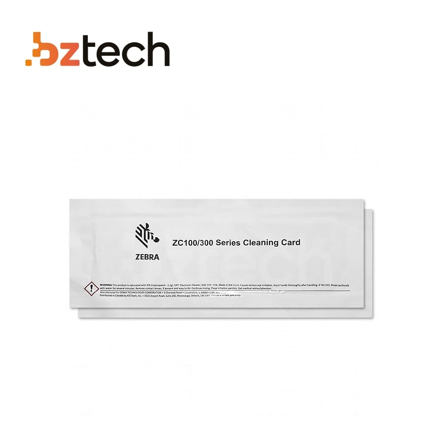 Kit Limpeza Zebra para Impressora ZC100, ZC300 e ZC350 - 2 Cartões | Bz ...