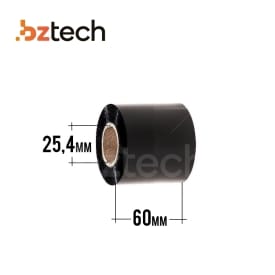 Ribbon Original Zebra Resina 60mm x 450m - Core 1 Polegada | Bz Tech